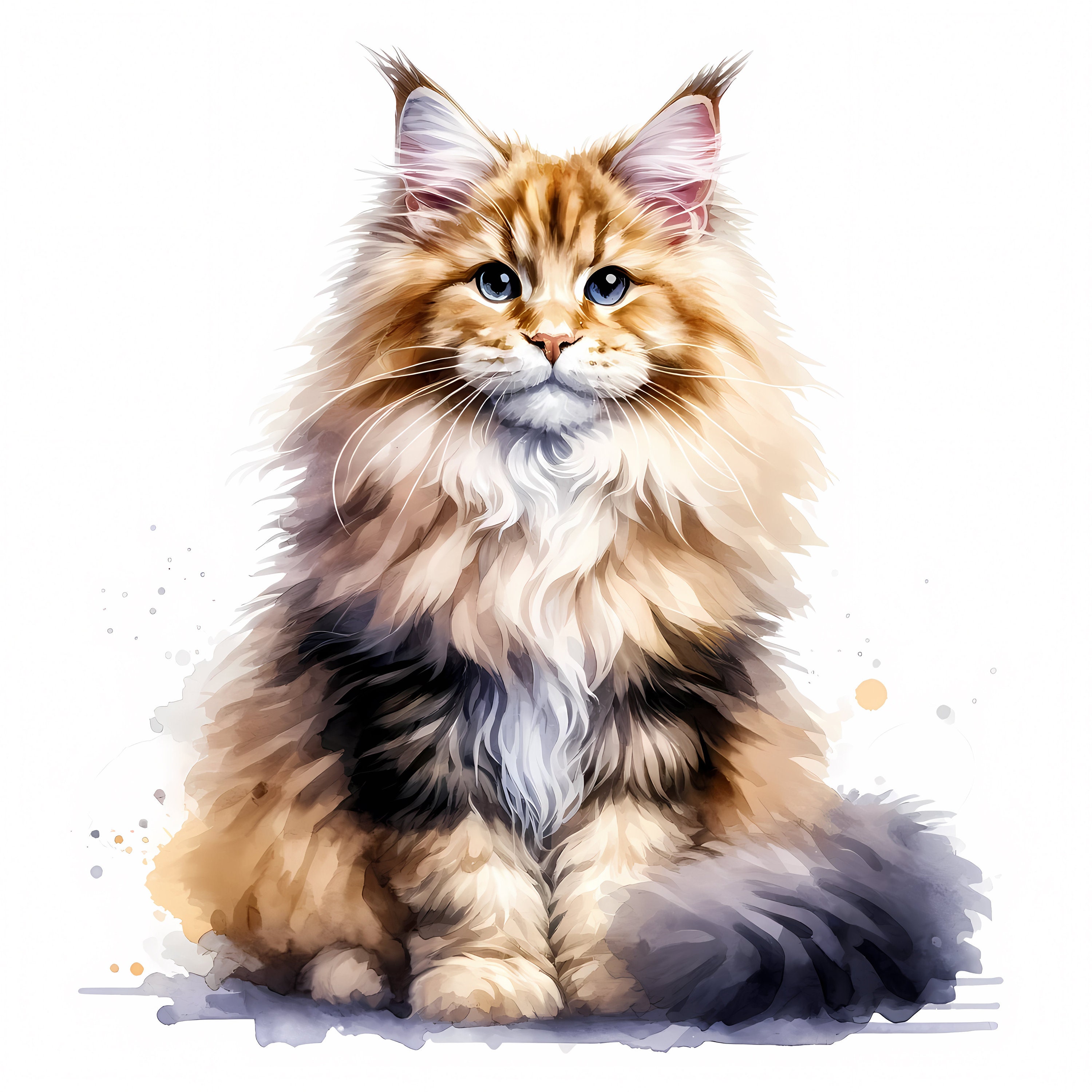 Maine Coon Cat Clipart 12 High Quality Jpgs Digital Download Card Making, Clip Art, Digital ...