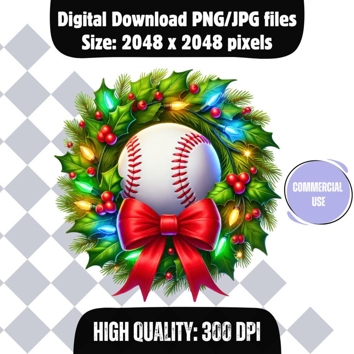 Christmas Baseball Clipart: Festive Holiday Sport Designs (digital ...