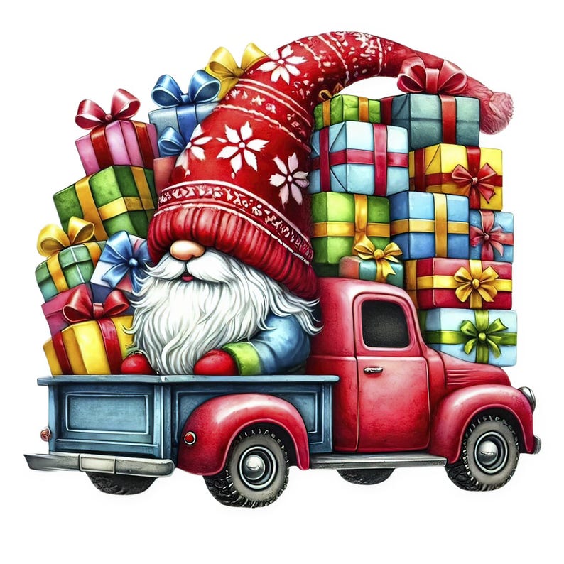 Christmas Gnome Truck Clipart: Holiday PNG Bundle (digital Download ...