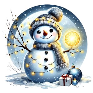 Christmas Snowman Clipart: Festive Holiday Art (12 JPG Digital Download ...
