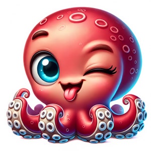 Cute Octopus Clipart | High-quality Jpgs, Underwater Art (digital ...