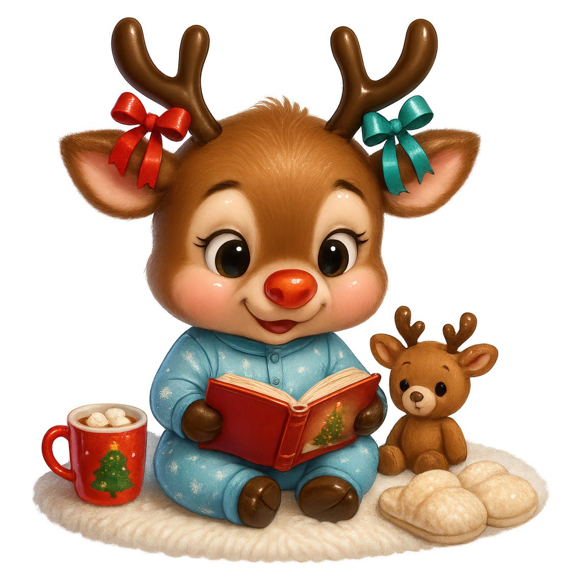 Cute Christmas Reindeer Clipart PNG, Holiday Animal Art (instant ...