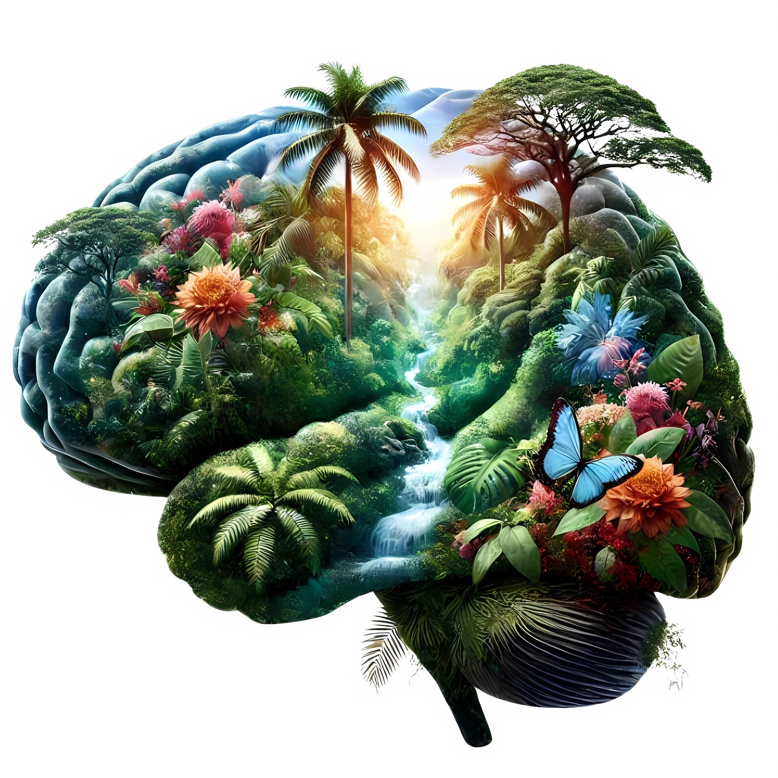 Brain & Landscape Clipart: Double Exposure Art (digital Download ...