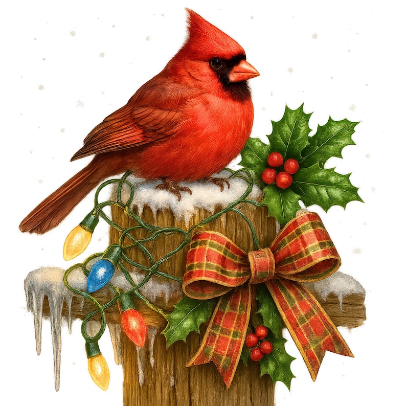 Christmas Cardinal Clipart PNG Bundle: Festive Winter Bird Art (instant ...