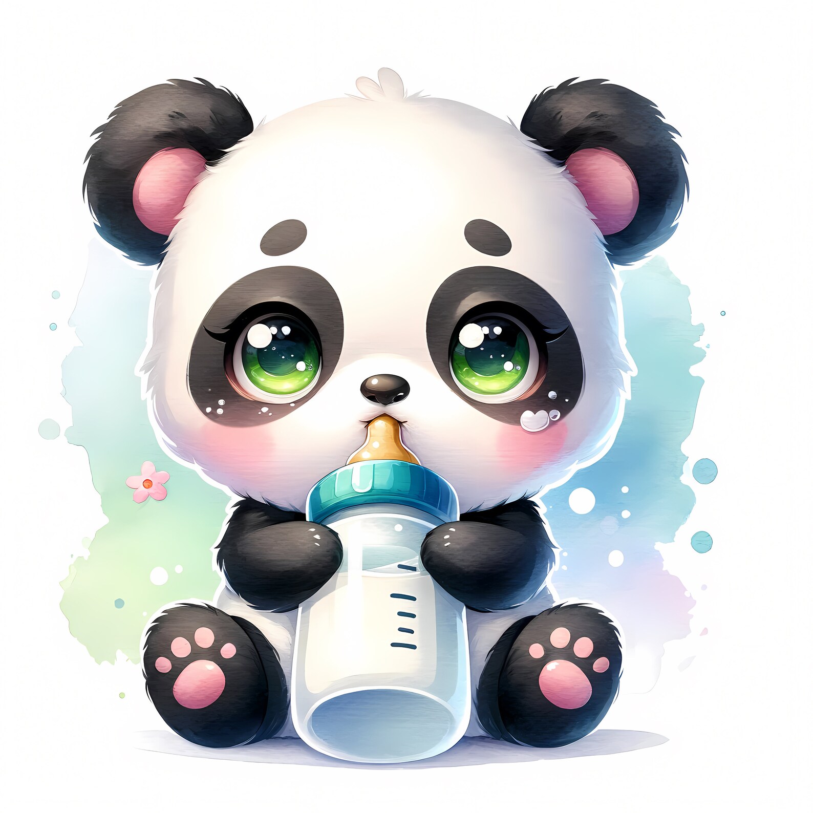 Cute Baby Panda Clipart – Floral JPG Images (digital Download) - Etsy