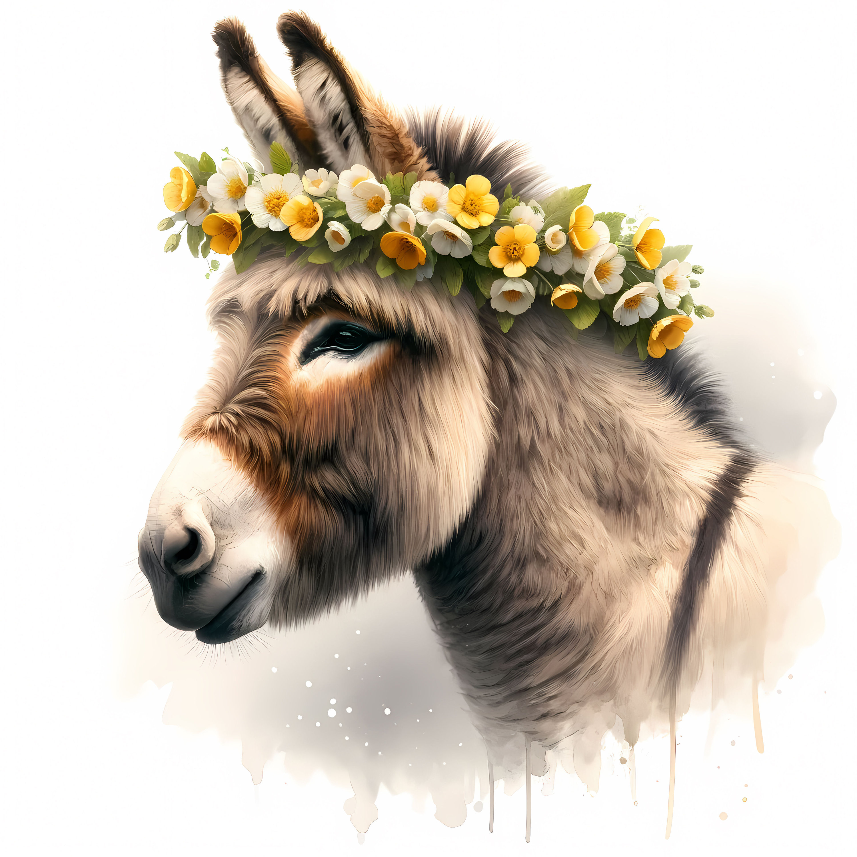 Cute Donkey and Flowers Clipart 13 High-quality Jpgs Donkey Flower ...