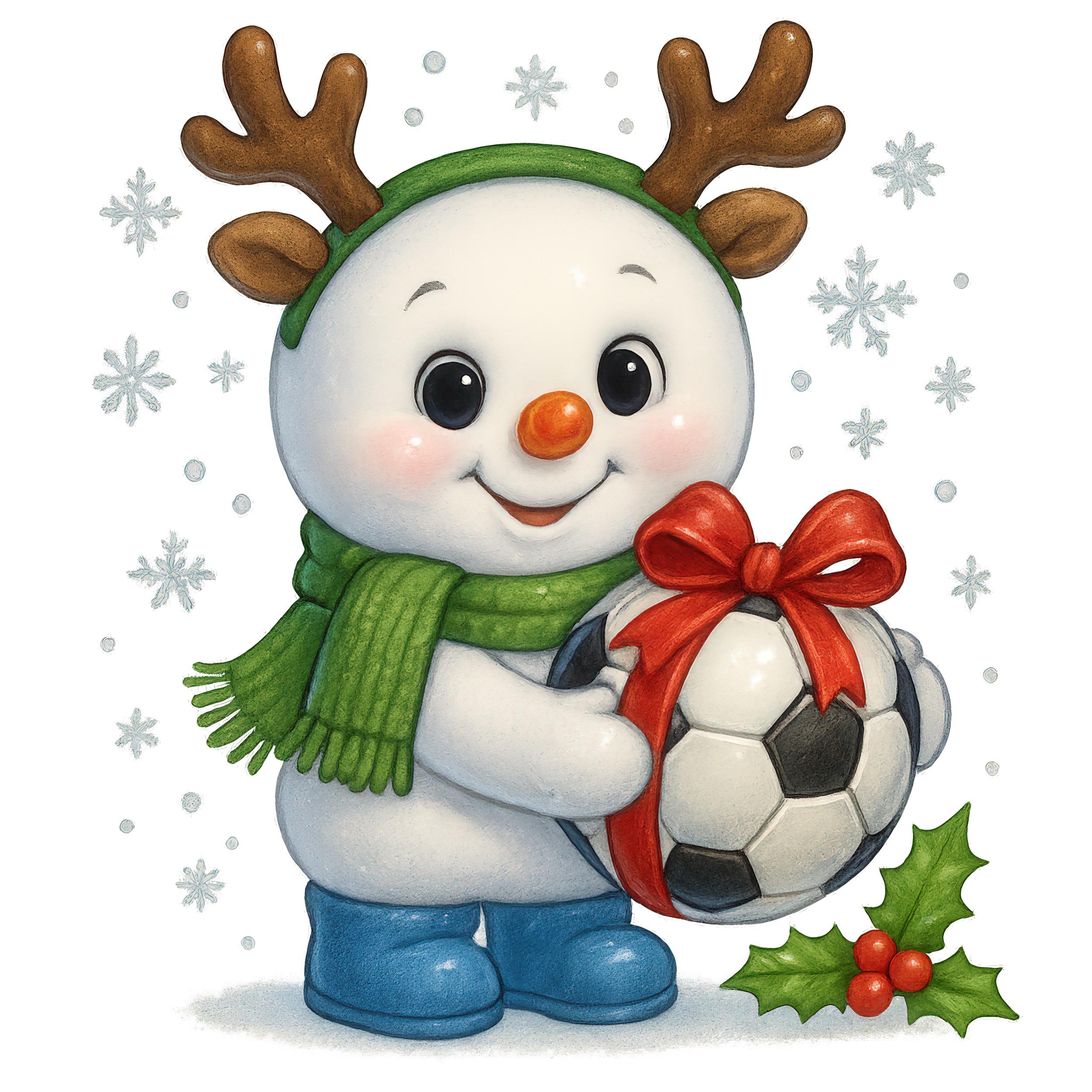 Soccer Snowman Christmas Clipart: Holiday PNG Design (digital Download ...