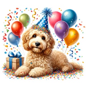 Cockapoo Birthday Clipart | Party Dog Art 11 Jpgs (commercial Use) - Etsy