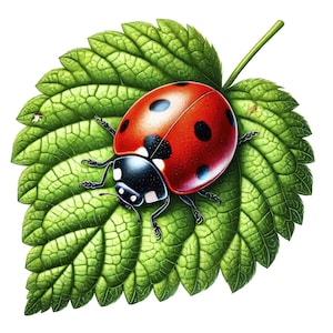 10 PNG/JPG, Ladybug Clipart | Ladybug and Leaf Clipart Bundle | Wall ...
