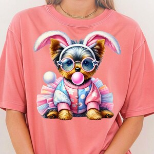 Yorkie Png, Happy Easter PNG, Funny Dog Png, Retro Easter Bunny Png ...