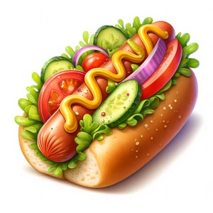 Hot Dog Clipart - 10 High-quality Jpgs - Hotdog Sandwich Clipart Bundle ...