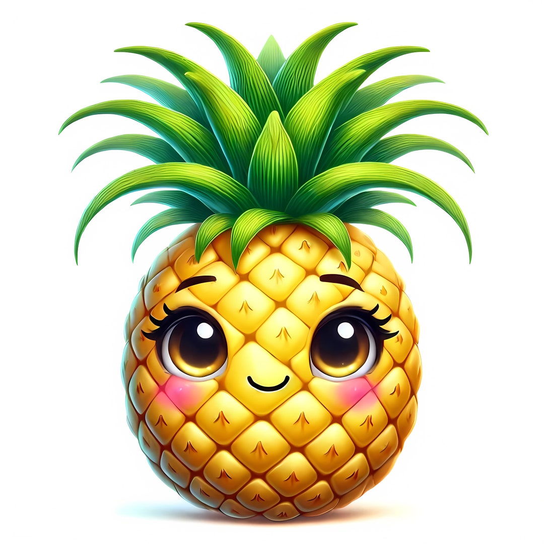 Cute Pineapple Clipart | 10 High-quality Jpgs | Adorable Pineapple ...