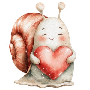 Snail Valentine's Day Clipart | Adorable Whimsical Graphics | Digital ...