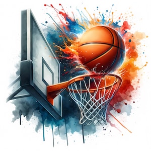 Flaming Basketball Clipart | Dynamic Sports Art (digital Download) Set ...