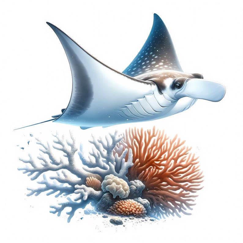 Manta Ray Clipart Bundle 12 High-quality Jpgs Sea Creature Ocean Life ...