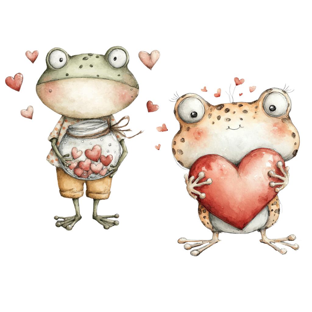 Frog Valentine's Day Clipart: Whimsical Love Graphics (digital Download ...