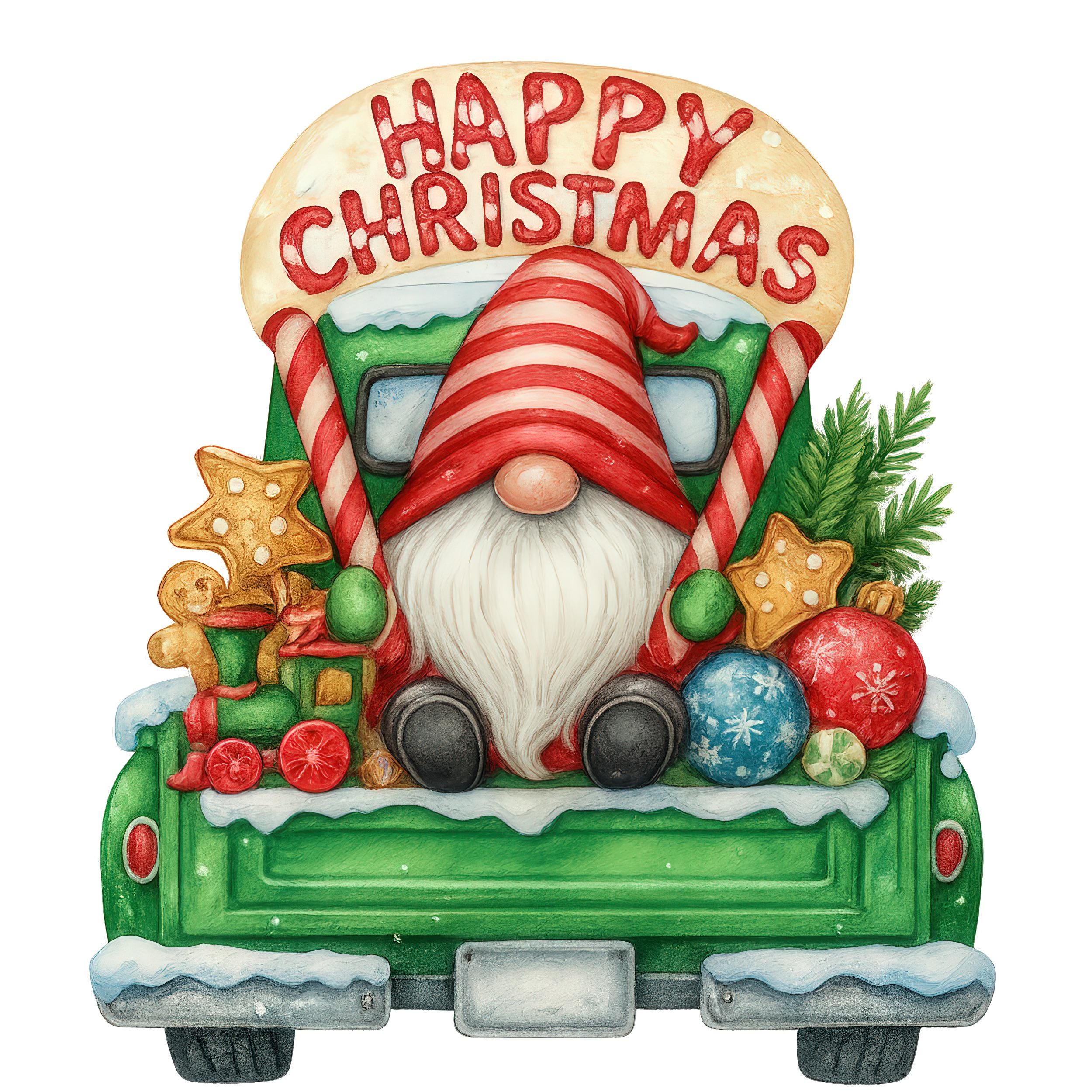 Christmas Gnome Clipart: Festive Truck Gnome (digital Download) 12 PNG ...