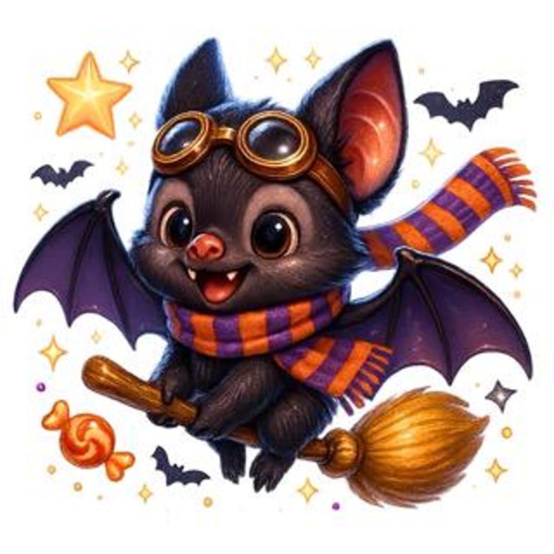 Cute Halloween Bat Clipart | Spooky PNG Illustration (set of 11) - Etsy