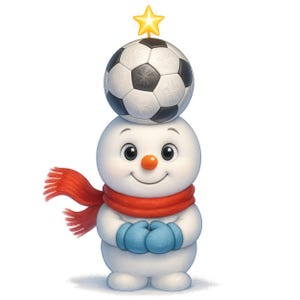 12 Cute Soccer Snowman Christmas Clipart PNG, Winter Snowman ...