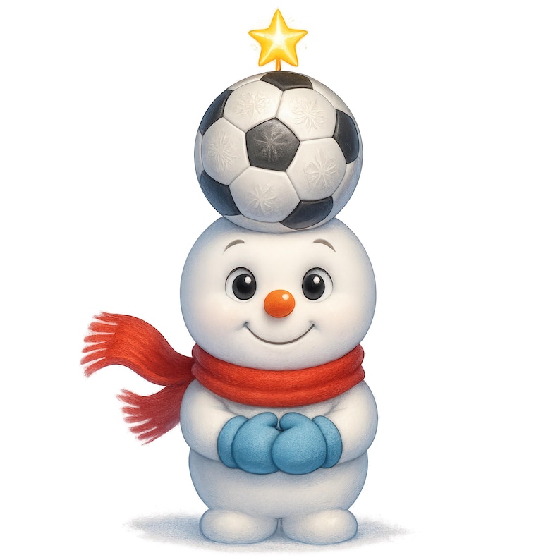 Soccer Snowman Christmas Clipart: Holiday PNG Design (digital Download ...