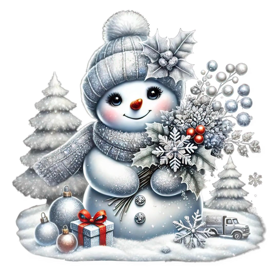 Christmas Snowman Clipart: Festive Snowman PNG Set of 11 (digital ...