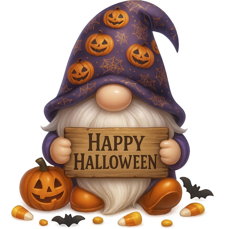 12 Halloween Gnome Clipart: Pumpkins and Bats PNG (digital Download) - Etsy