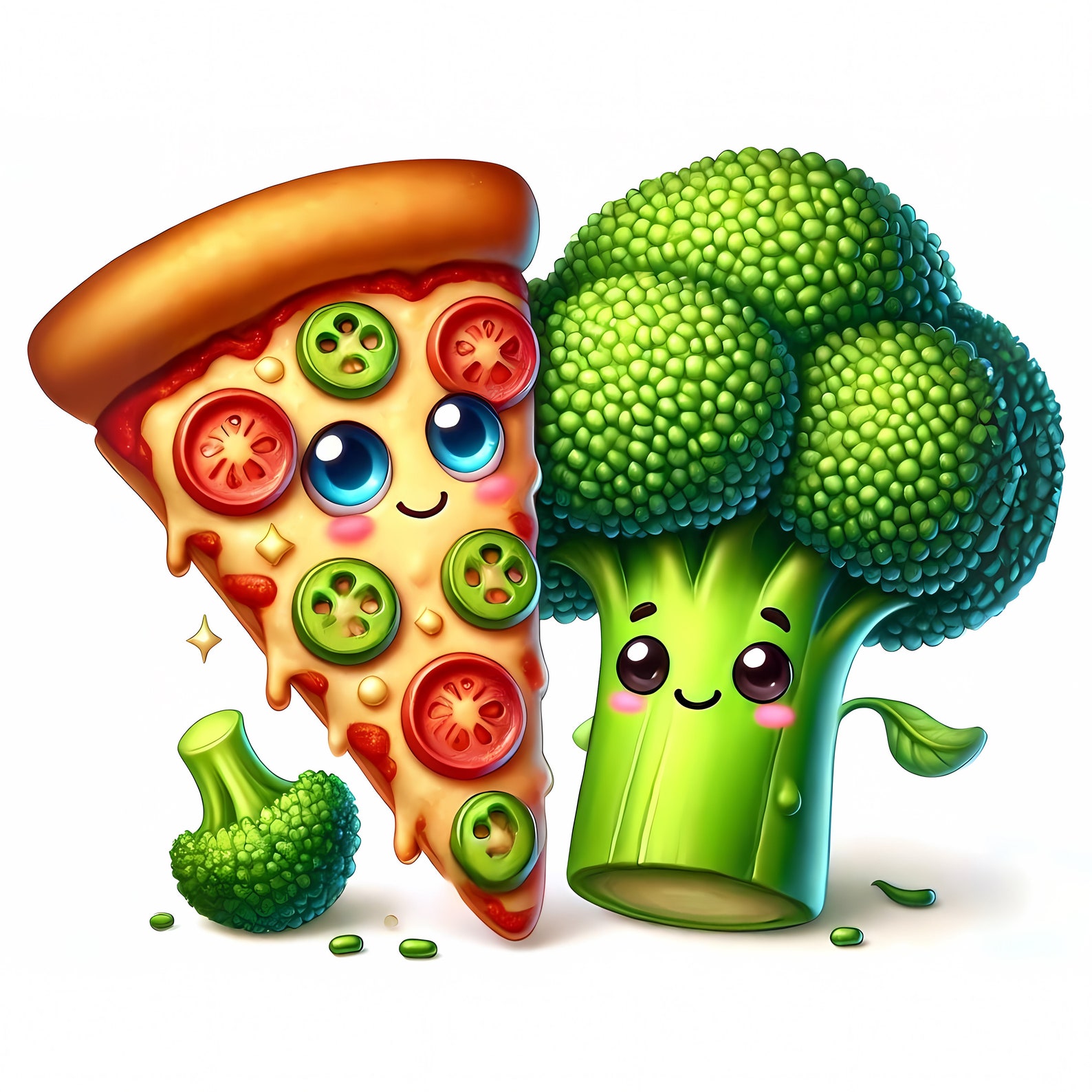 Cute Pizza Clipart | 12 High-quality Jpgs | Charming Cute Slice Pizza ...
