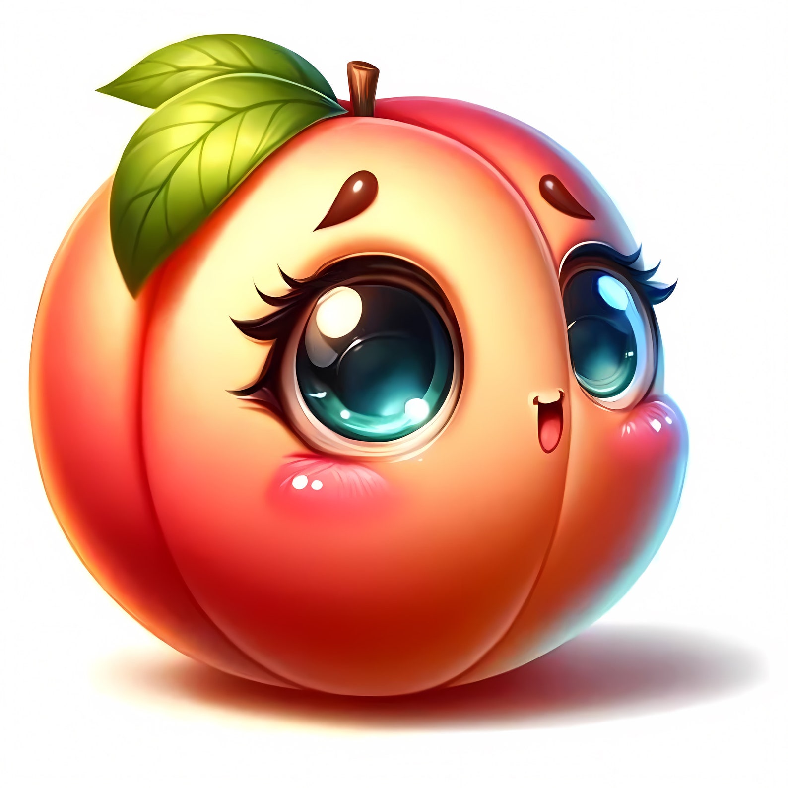 Kawaii Peach Clipart | Cute Fruit Art, Nursery Decor (digital Download ...