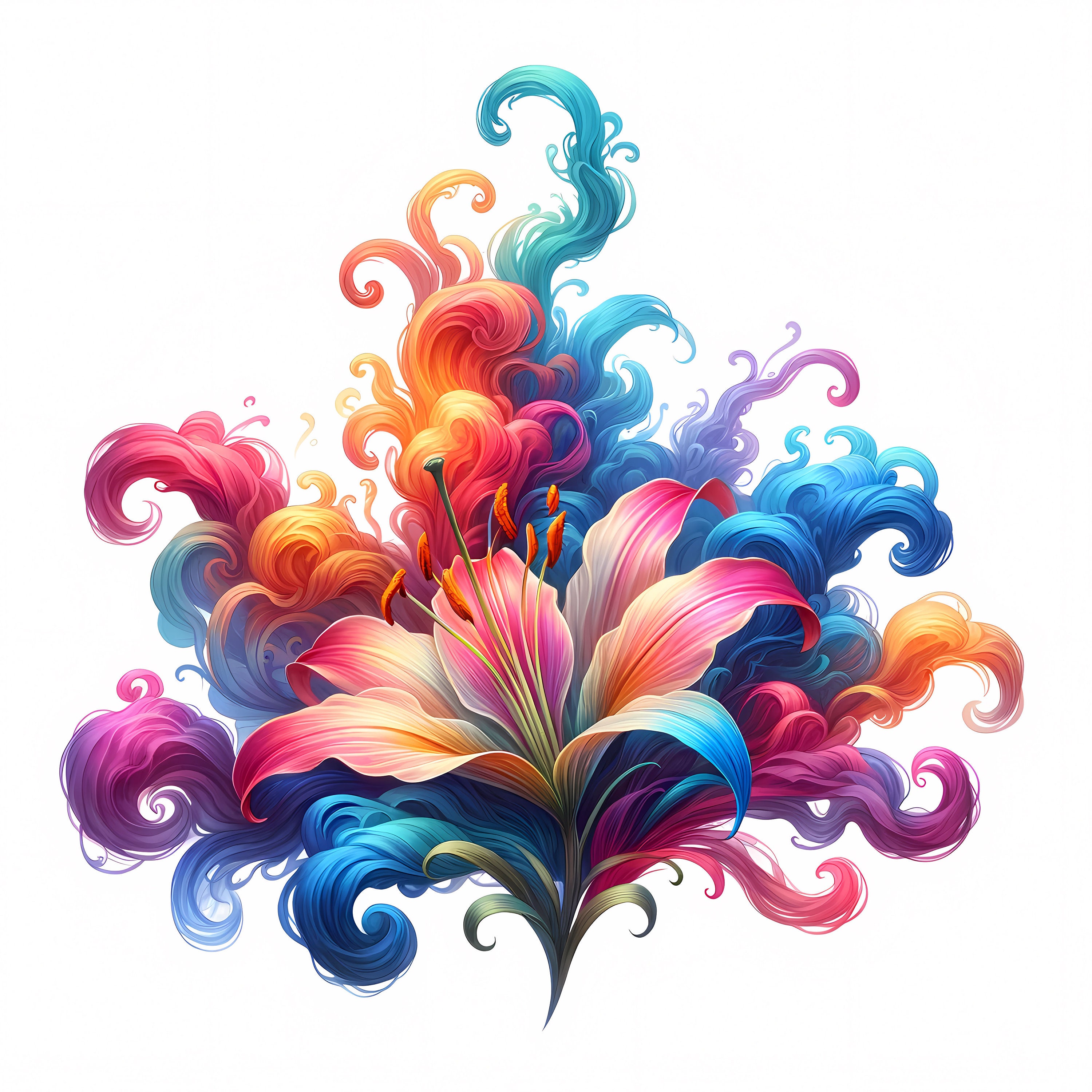 Smoke Flower Clipart 12 High-quality Jpgs Vibrant Smoke Flower Clipart ...