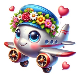 Cute Airplane Clipart | 10 High-quality Jpgs | Adorable Airplane ...