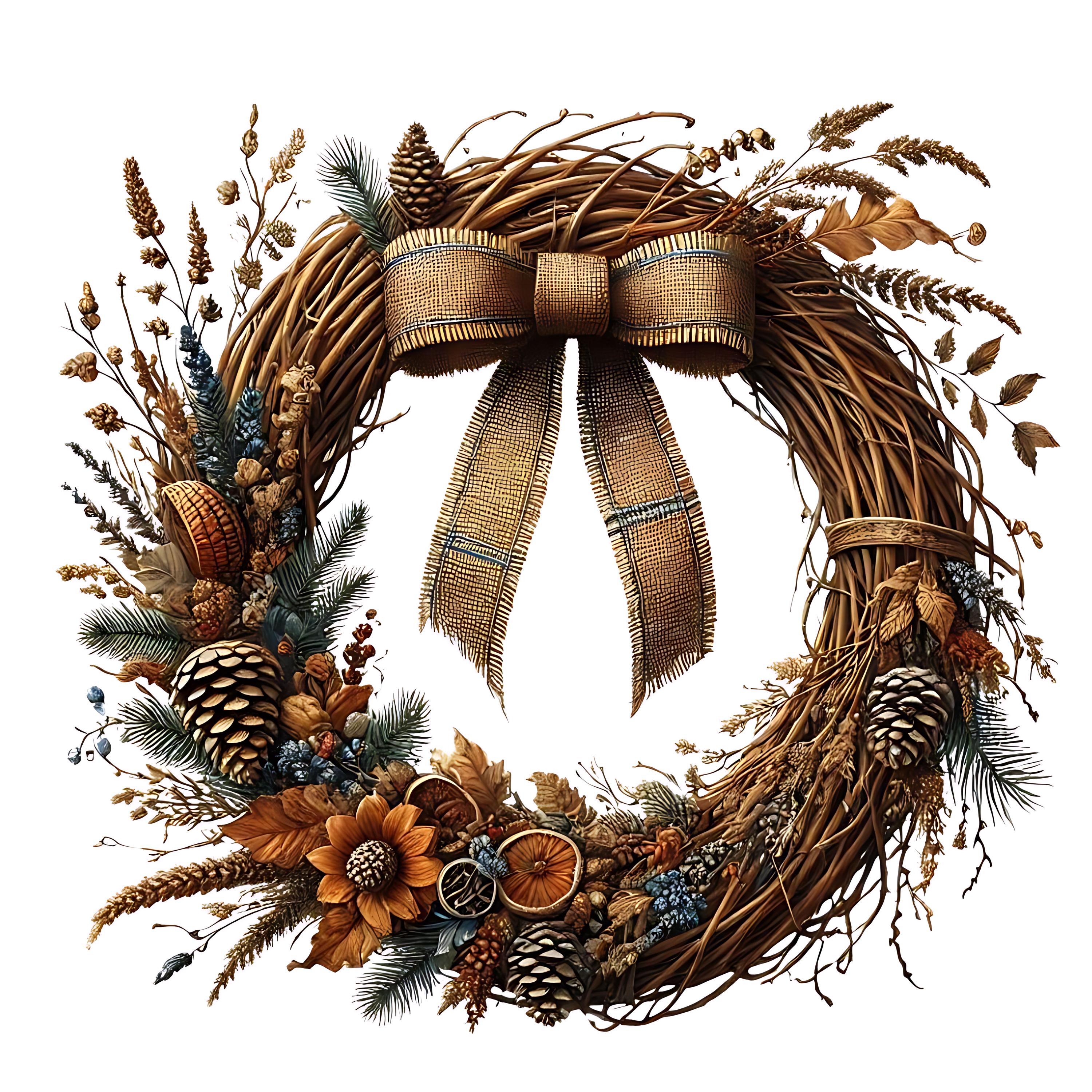Christmas Wreath Clipart: Festive Holiday Art (digital Download ...