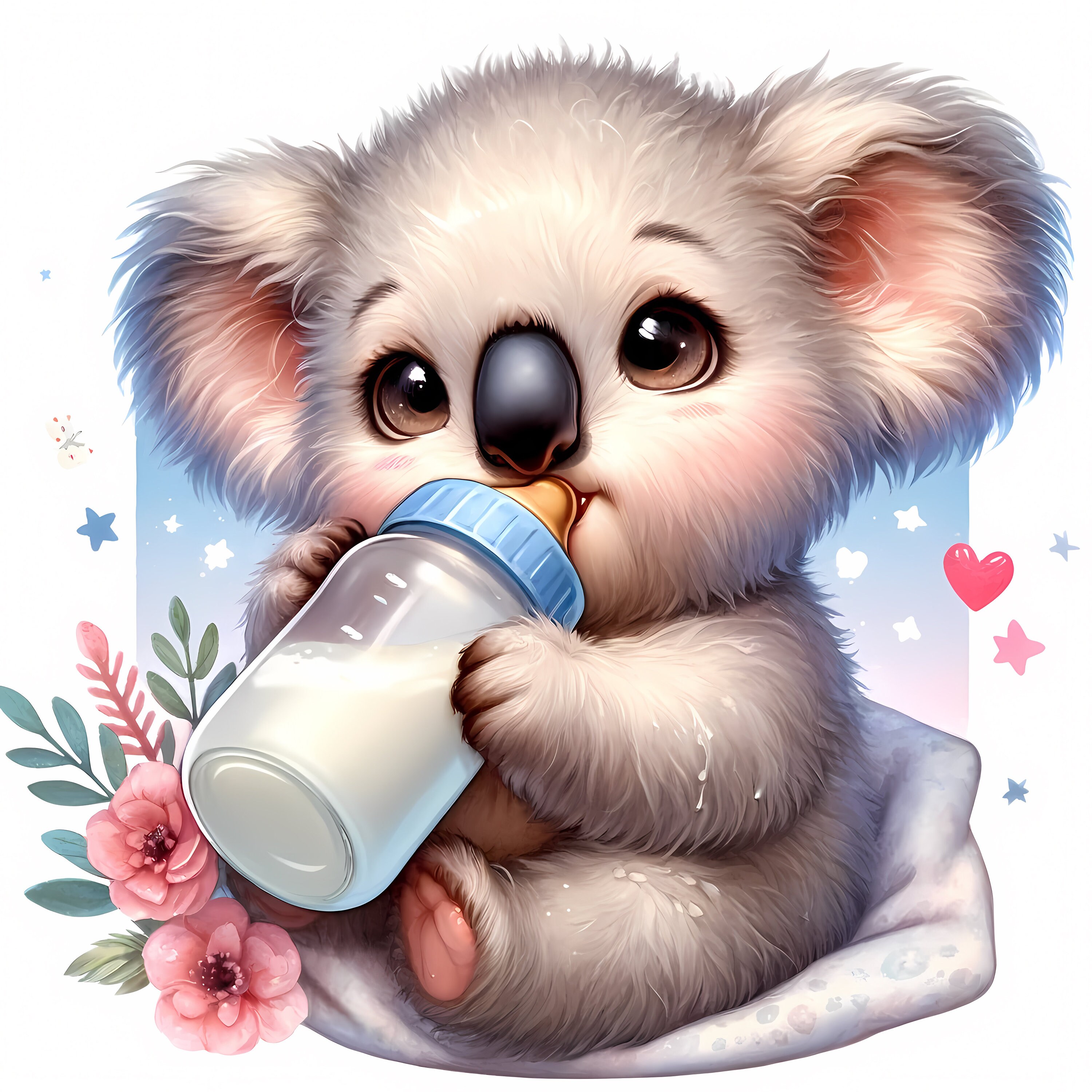 Baby Koala With Baby Bottle Clipart 12 High-quality Jpgs Clipart Bundle ...