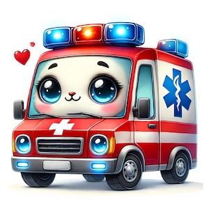 Cute Ambulance Clipart | 12 High-quality Jpgs | Adorable Ambulance ...