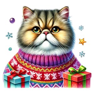 Christmas Cat Clipart: Festive Holiday 13 JPG Bundle (digital Download ...