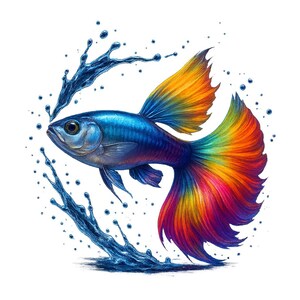 10 Cute Guppy Fish Clipart Bundle, Colorful Guppy PNG, Guppy Fish ...