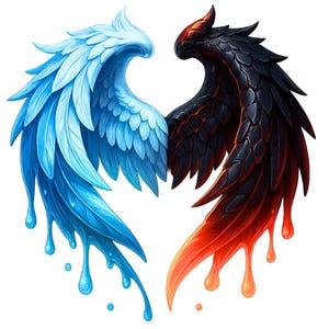 Angel Demon Wings Clipart, Fantasy Tattoo Design (PNG) - Etsy