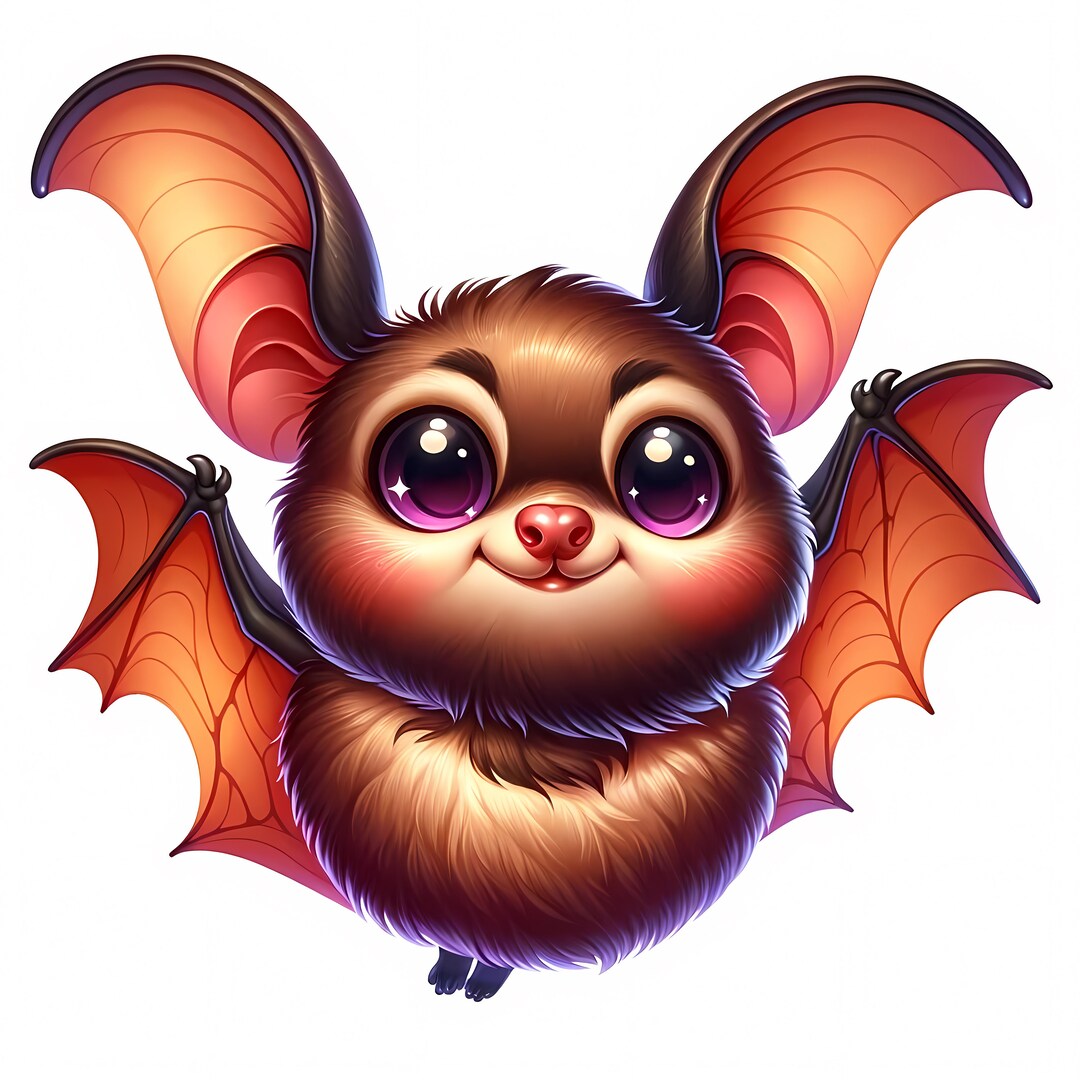 Cute Bat Clipart 11 High-quality Jpgs Whimsical Cute Bat Bundle Wall ...