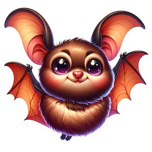 Cute Bat Clipart | Whimsical Bat Art, Commercial Use (digital Prints ...