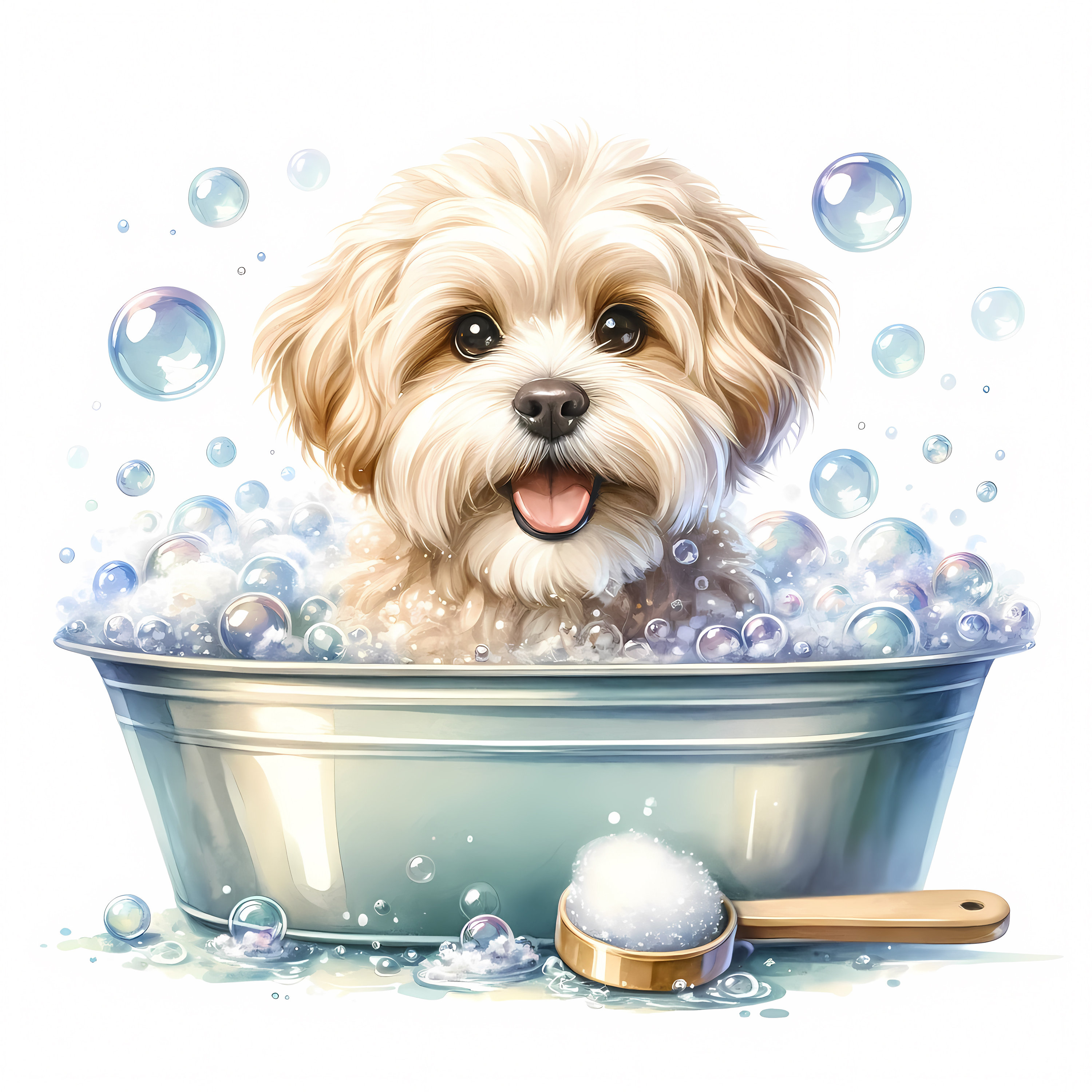 Dog in Bath Clipart 11 High-quality Jpgs Cute Dog Bathing Clipart ...