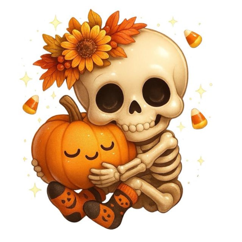 Cute Halloween Skeleton Clipart | Spooky PNG Illustration Set (digital ...