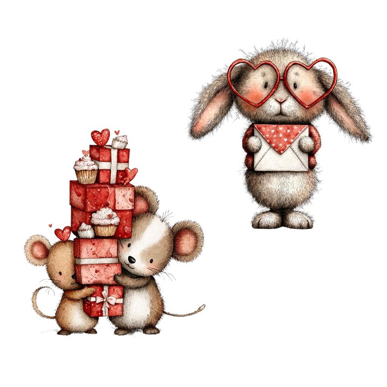 Woodland Animals Valentine's Day Clipart: Whimsical Graphics (digital ...