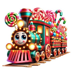 Cute Christmas Train Clipart | 12 High-quality Jpgs | Festive Christmas ...