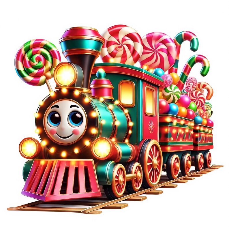 Cute Christmas Train Clipart Bundle | Festive Holiday Art (jpgs) - Etsy