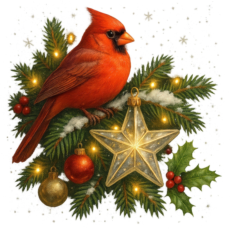 15 Christmas Red Cardinal Clipart PNG Bundle, Winter Bird Clipart ...