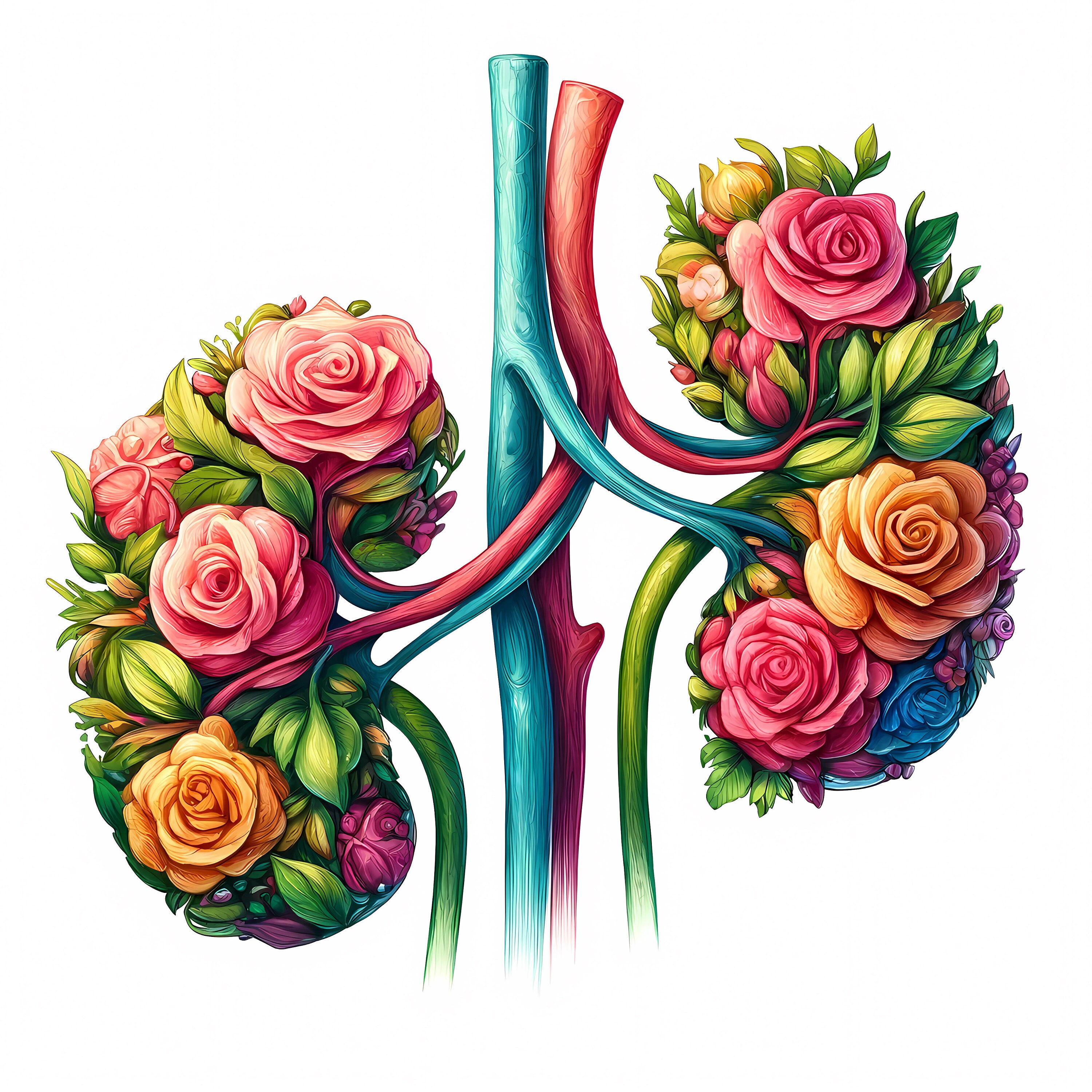 Floral Kidneys Clipart: Nurse Medical Art Printables (digital Download ...