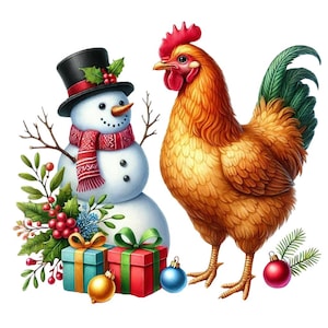 Christmas Chicken Clipart | 11 High-quality Pngs | Festive Christmas ...