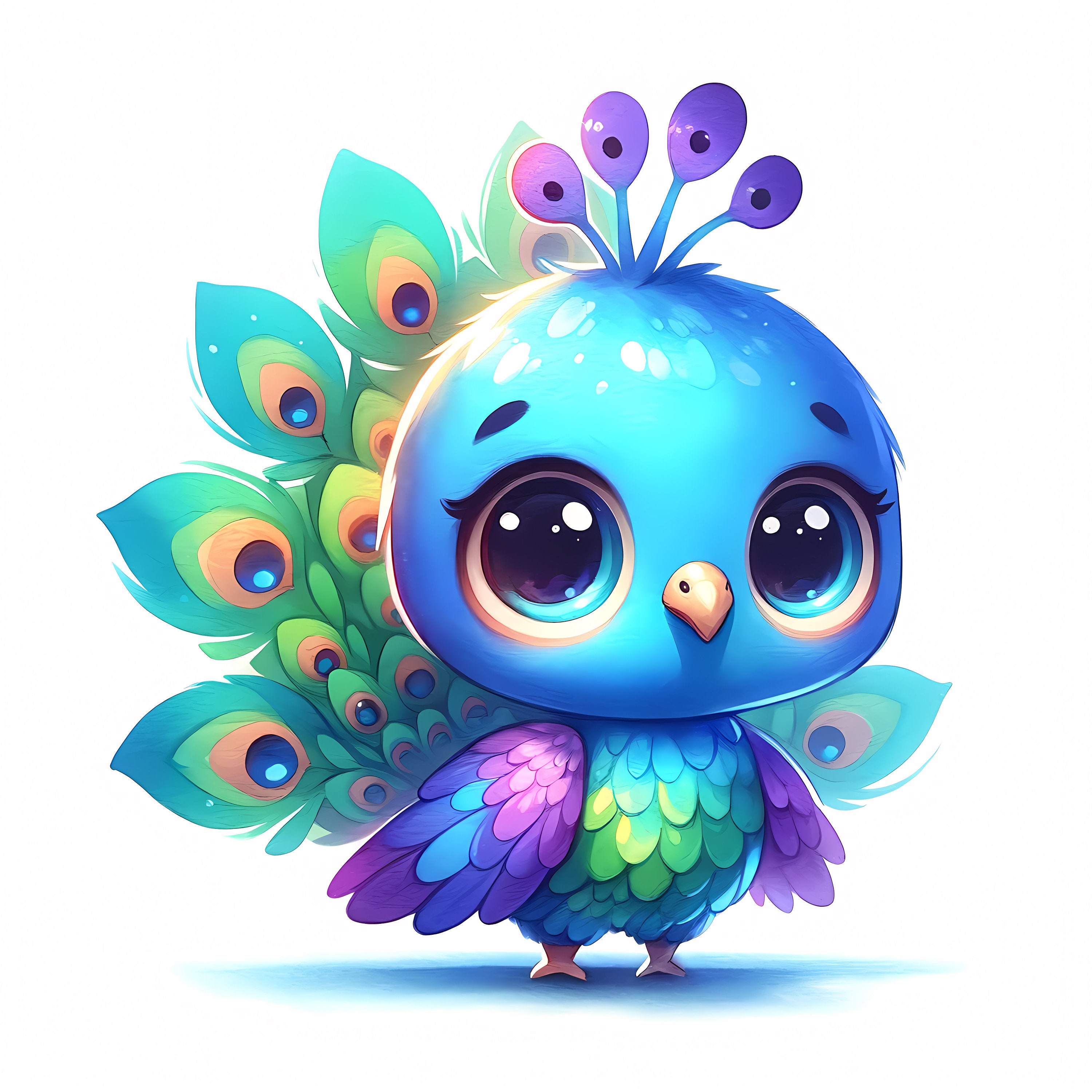 Cute Peacock 10 High-quality Jpgs Colorful Peacock Clipart Bundle Wall ...