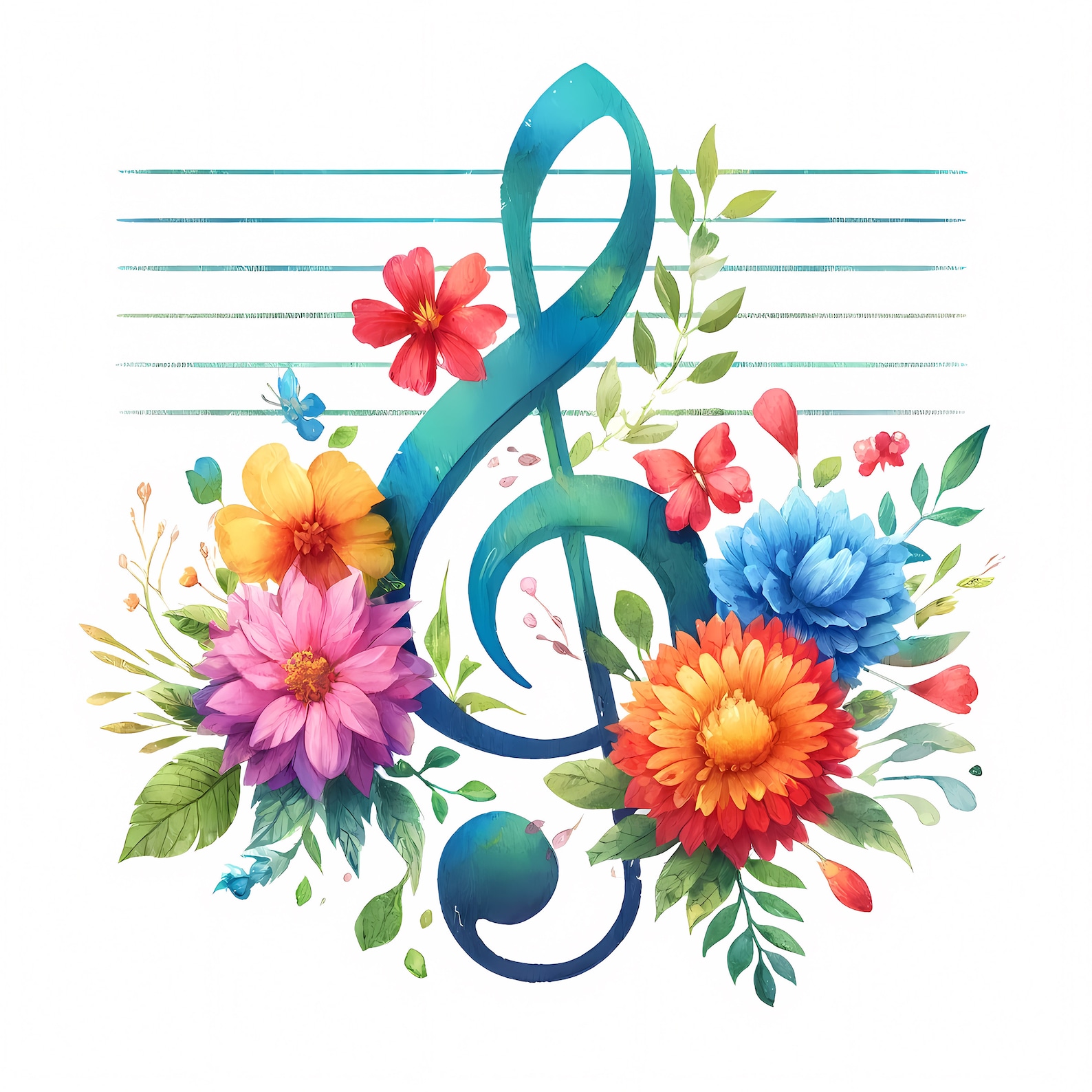 Music Notes Flowers Clipart 12 High-quality Jpgs Floral Music Note ...