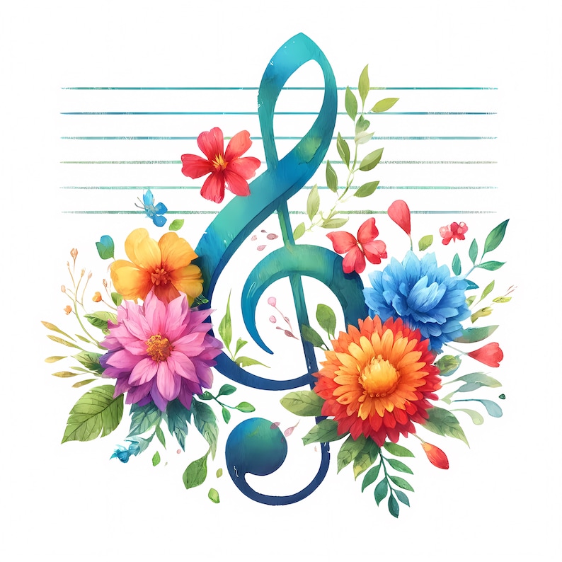 Music Notes Flowers Clipart 12 High-quality Jpgs Floral Music Note ...