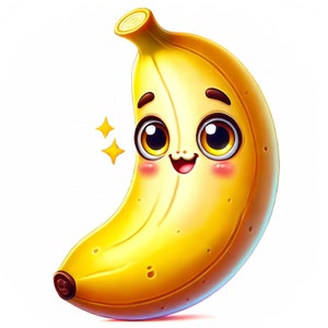 Cute Banana Clipart | 11 High-quality Jpgs | Adorable Cute Banana ...